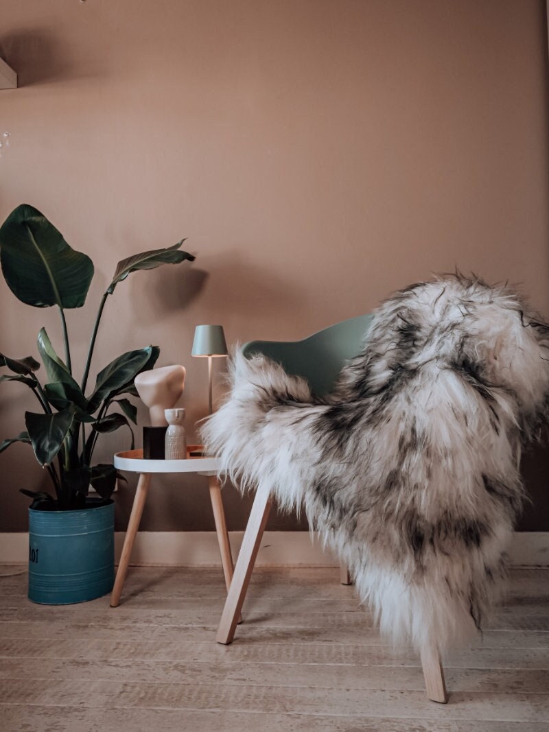 ICELANDIC Mouflon Sheepskin XXL (125cm) - Black White Mix - 100% Real ...