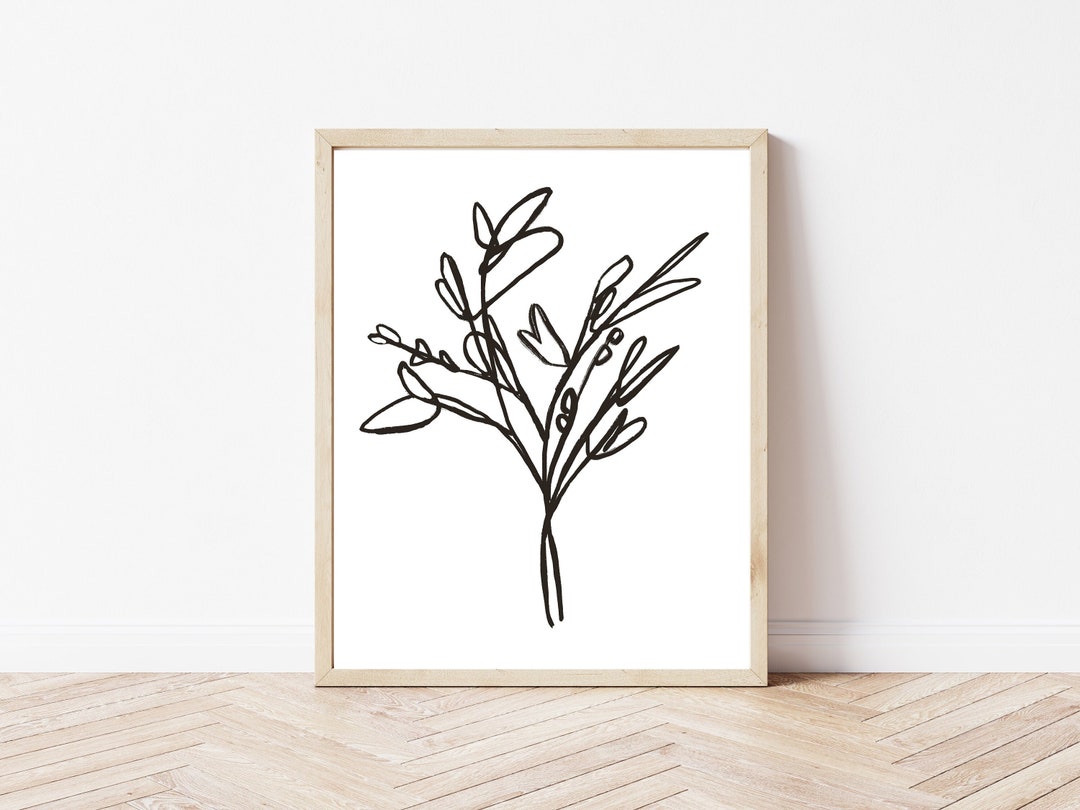 Olive Tree Line Art, Digital Download Print, Minimalist, Black and ...