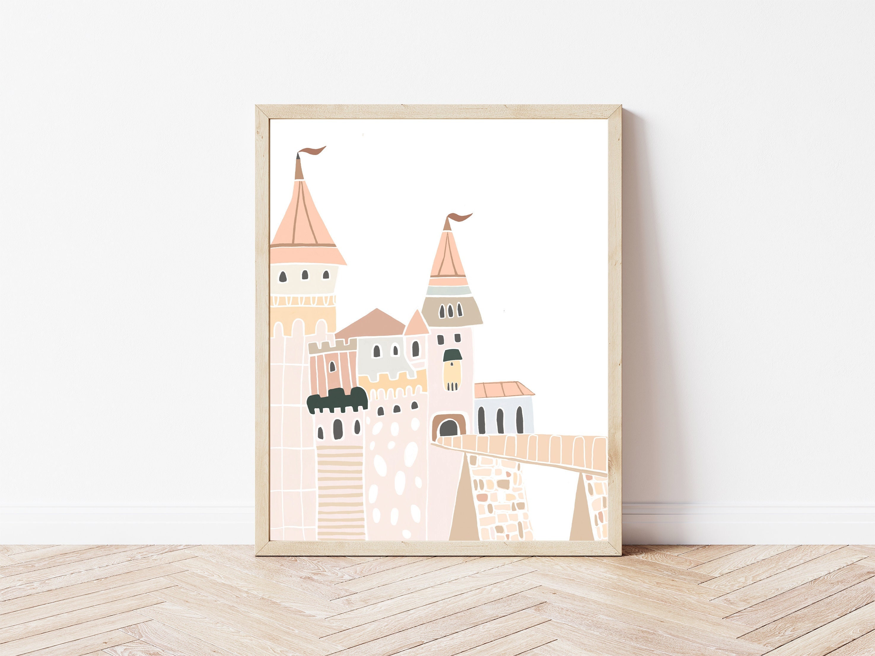 Castle Digital Download Print for Nursery Minimalist Neutral Pastel ...