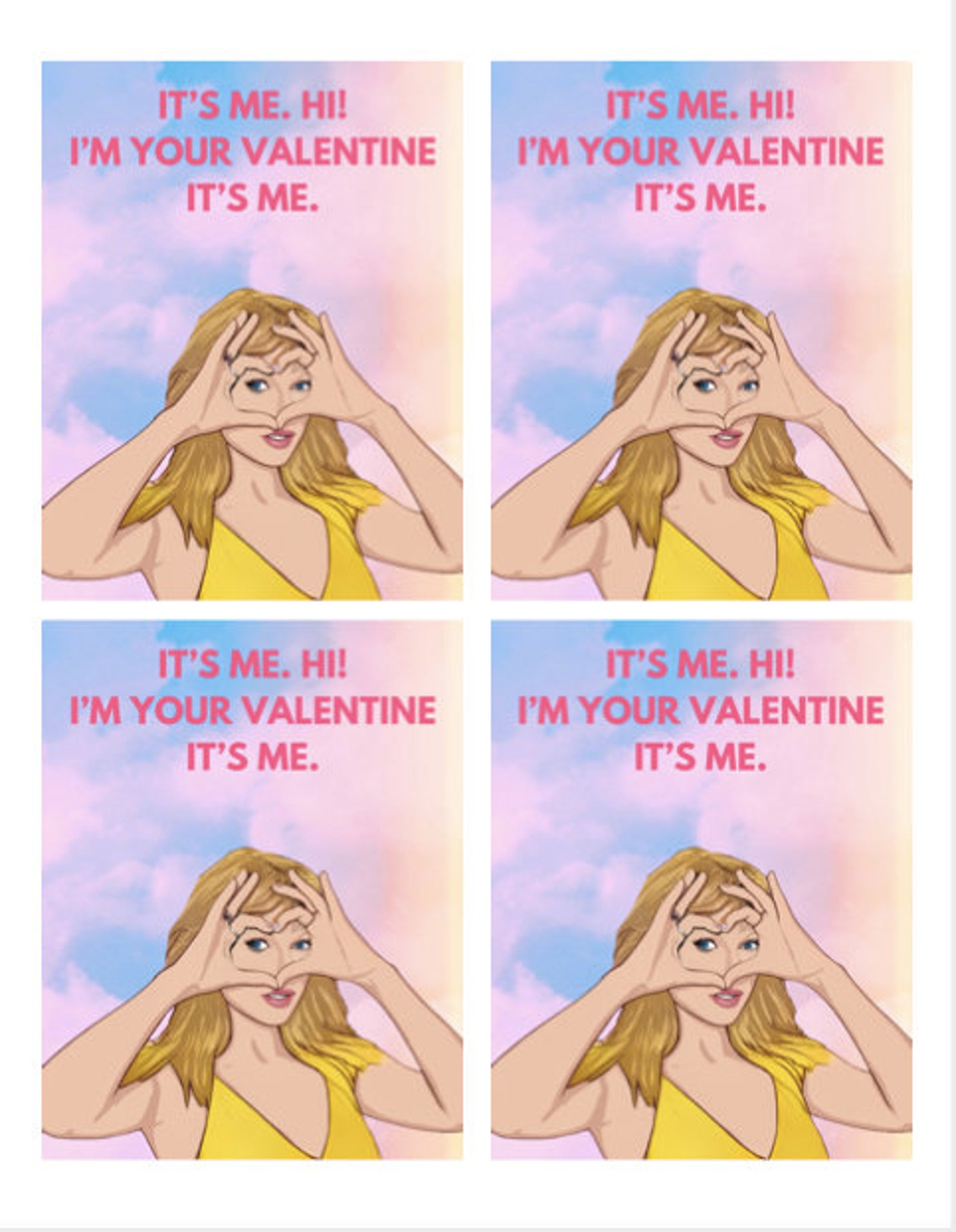 Printable Classroom Valentine-taylor Swift-valentine's Day - Etsy