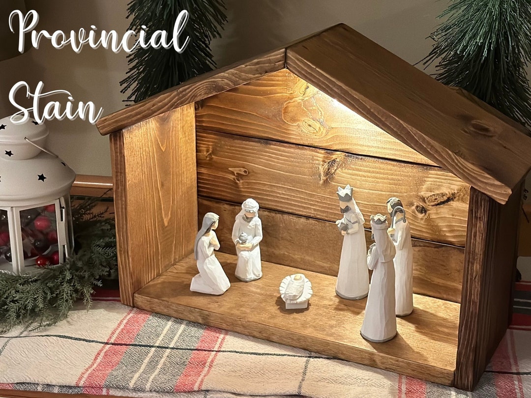 Wooden Nativity Scene/willow Tree Compatible/handmade/manger/rustic ...