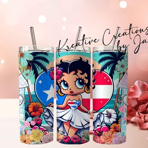 Betty Boop Puerto Rican Themed Tumbler, Boricua Cup, 20oz Tumbler ...