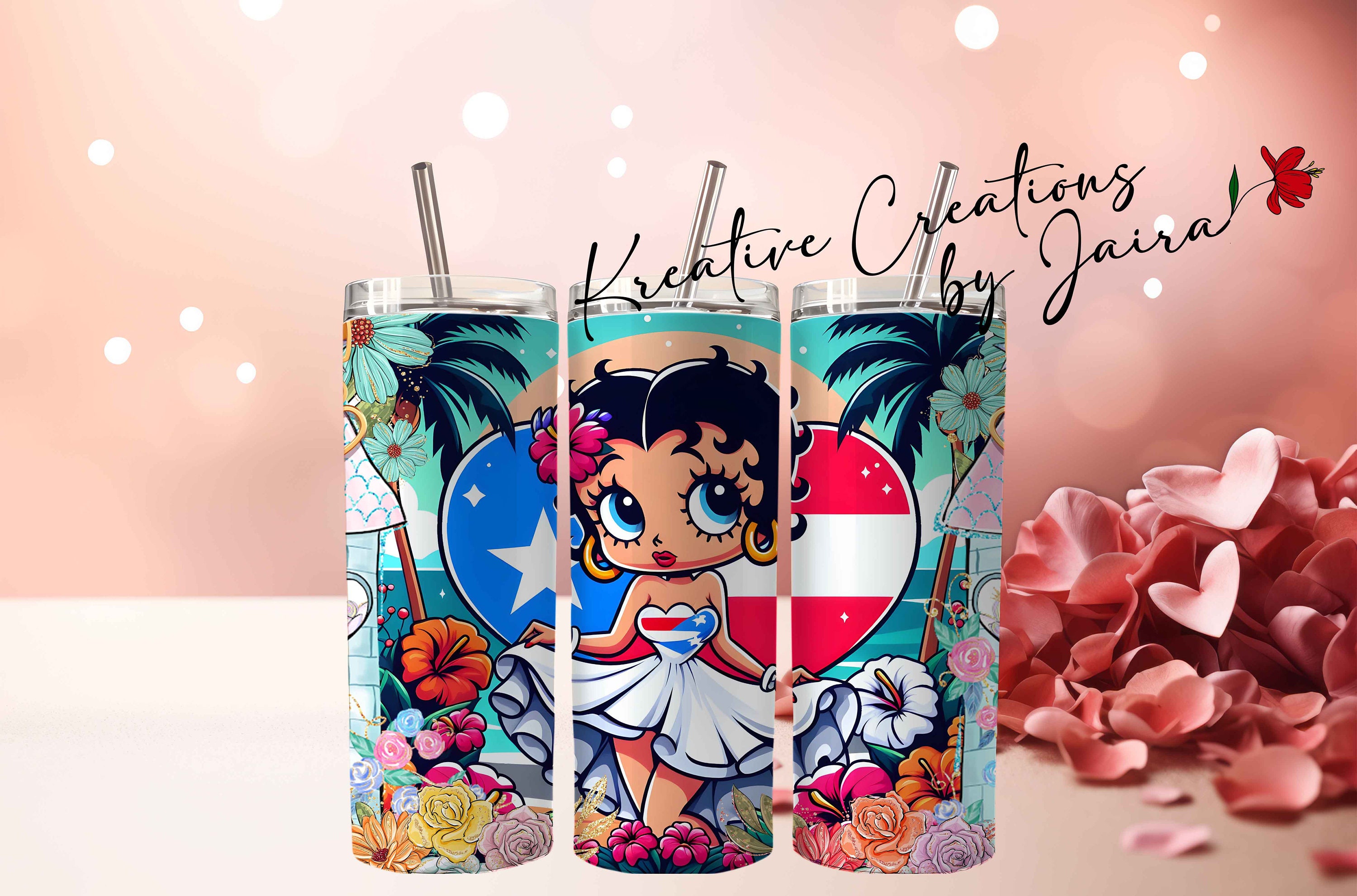 Betty Boop Puerto Rican Themed Tumbler, Boricua Cup, 20oz Tumbler ...