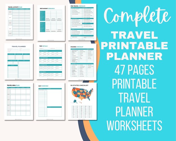 Travel Planner Printable Travel Worksheets Spring Break | Etsy