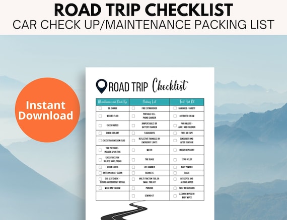 Car Maintenance Checklist for Road Trips Spring Break Road | Etsy