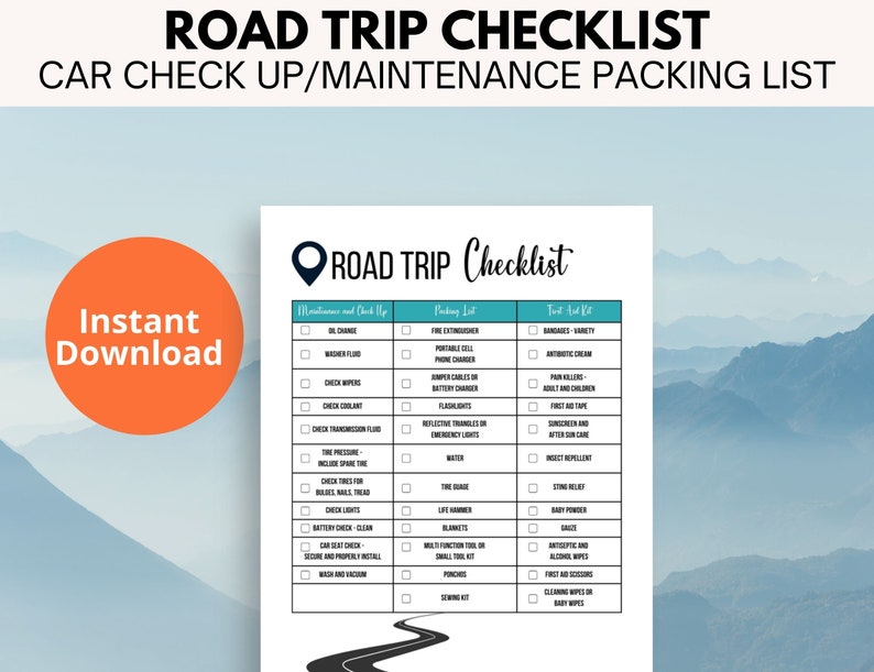 Car Maintenance Checklist for Road Trips, Spring Break Road Trip, Car ...