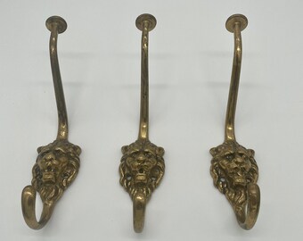 Antique Brass Lion Hooks - Etsy