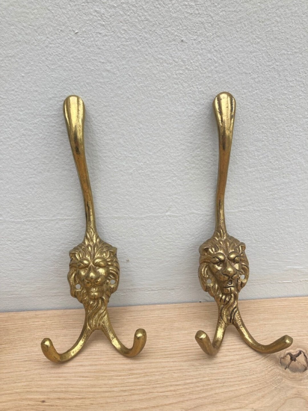 Antique Brass Hooks lion Set of 2 - Etsy
