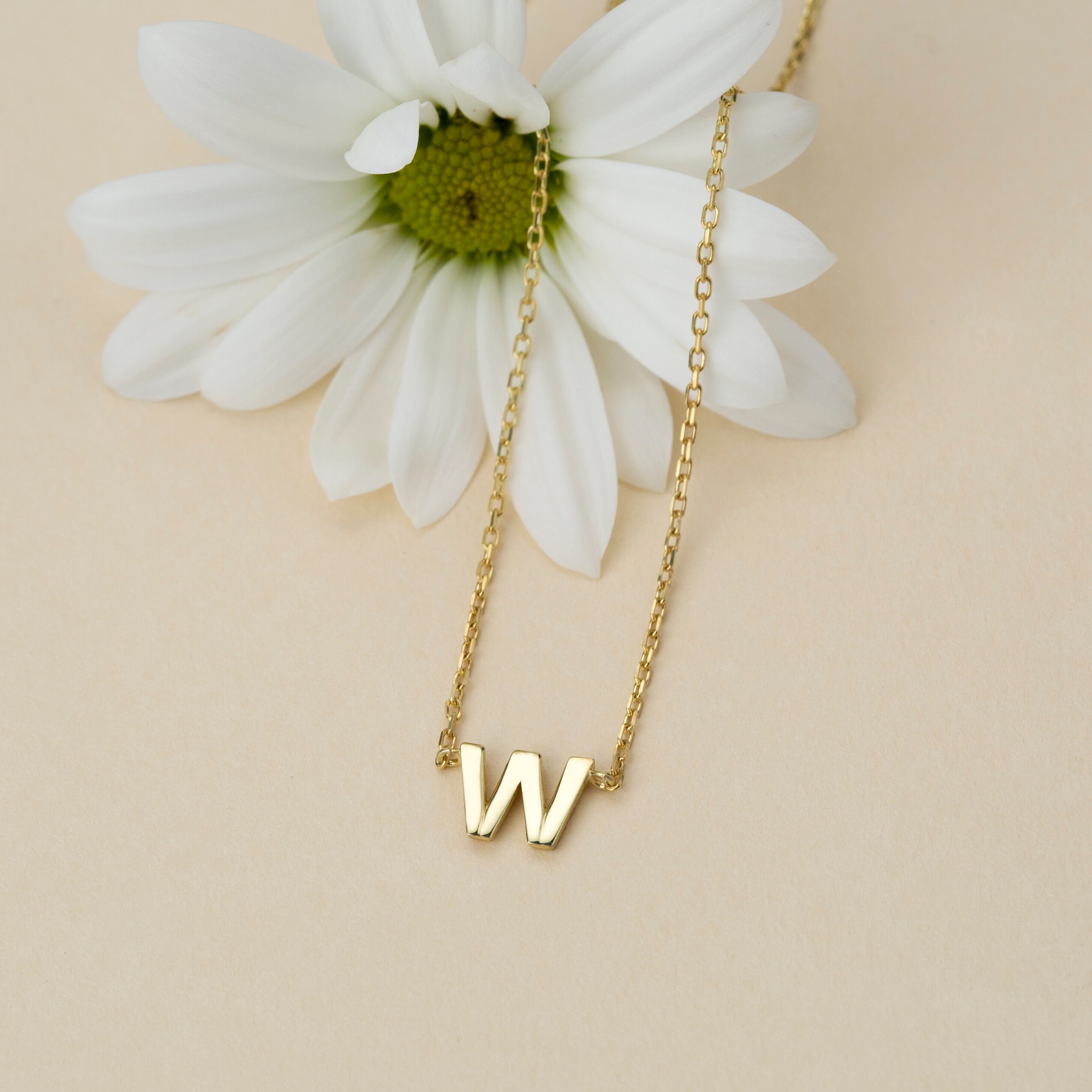 Gold Letter Necklace, Dainty Letter Necklace, Initial Necklace, Small ...