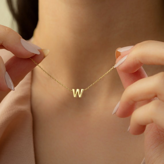 Gold Letter Necklace Dainty Letter Necklace Initial - Etsy
