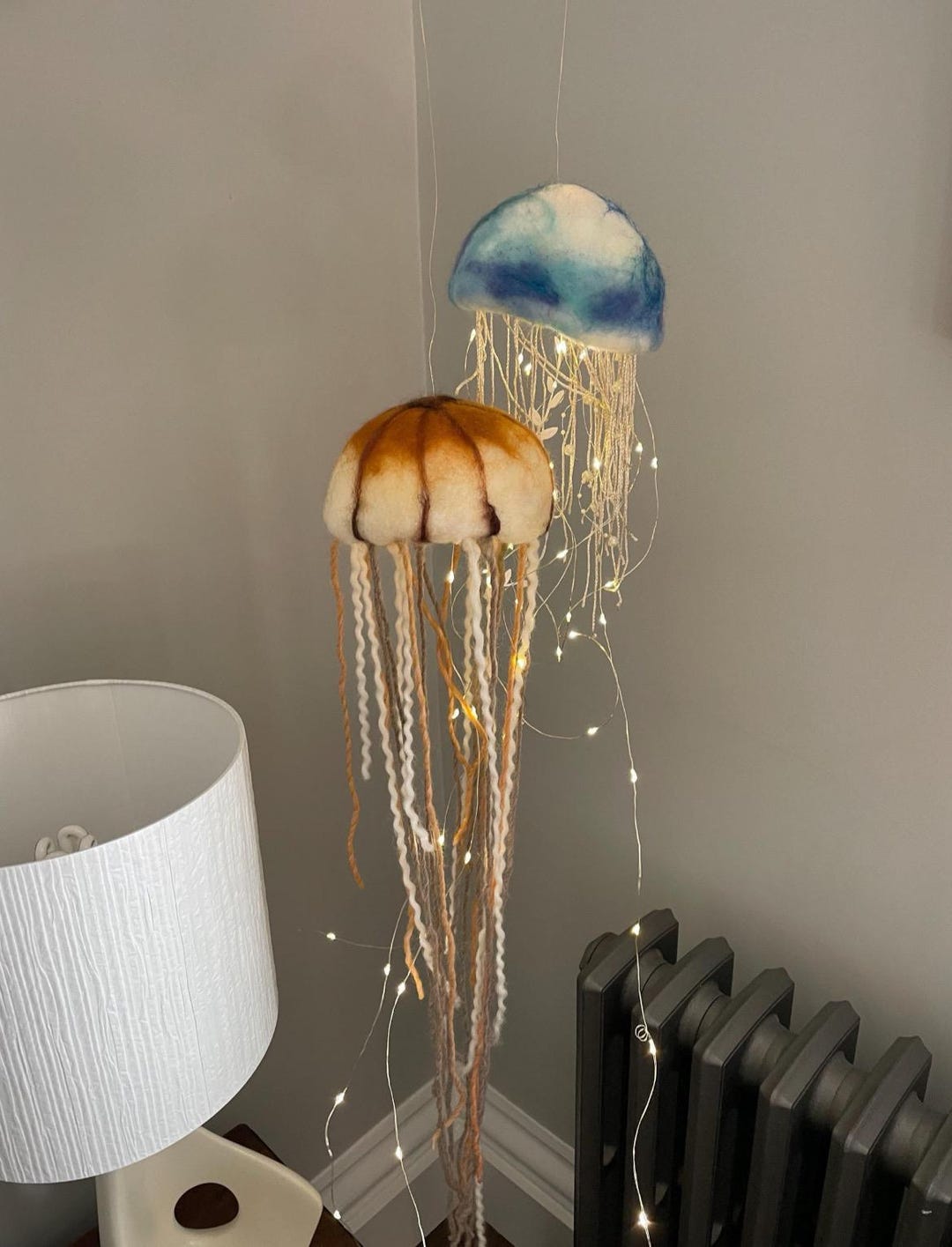 Felted Jellyfish Lamp Shade: Sea Theme Decor With LED Fairy Lights - Etsy