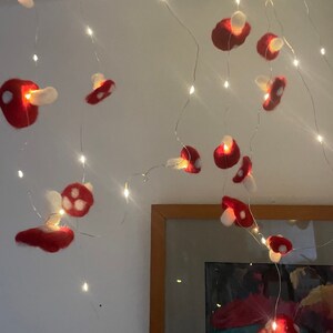 Felted Toadstool Garland With Fairy Lights, Autumnal Decorative Bunting ...