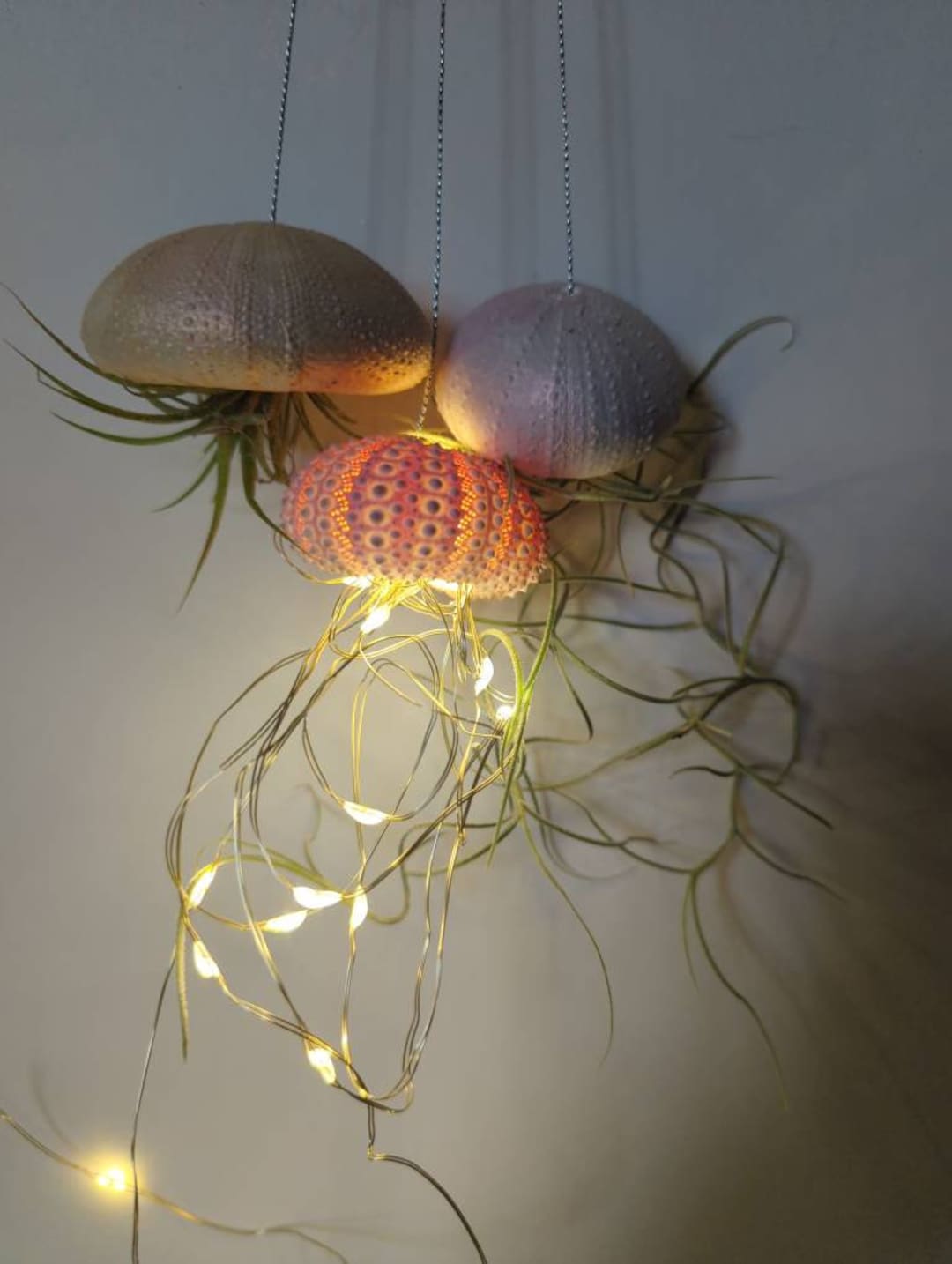 Trio of Jellyfish Planters and Lights, Two Pots Made From Clay Two Air ...