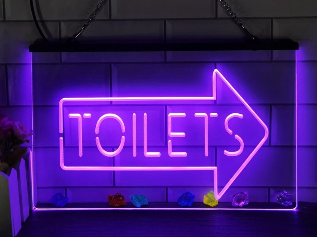 Toilets Arrow Washroom Restroom LED Neon Sign - Etsy