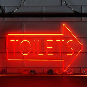 Toilets Arrow Washroom Restroom LED Neon Sign - Etsy