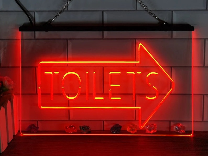 Toilets Arrow Washroom Restroom LED Neon Sign - Etsy