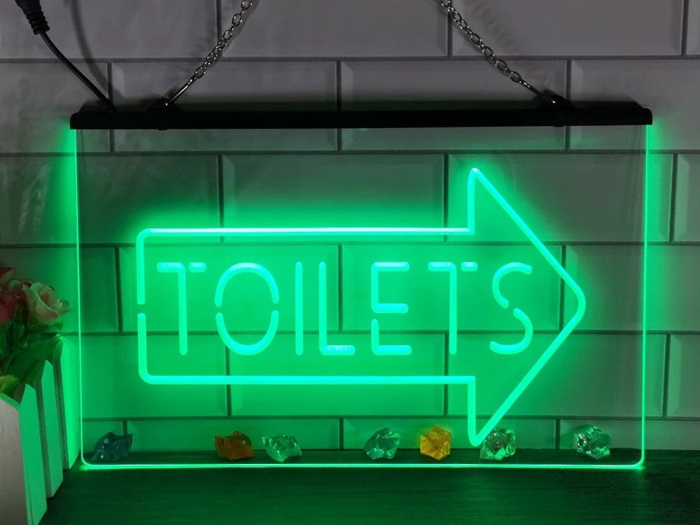 Toilets Arrow Washroom Restroom LED Neon Sign - Etsy