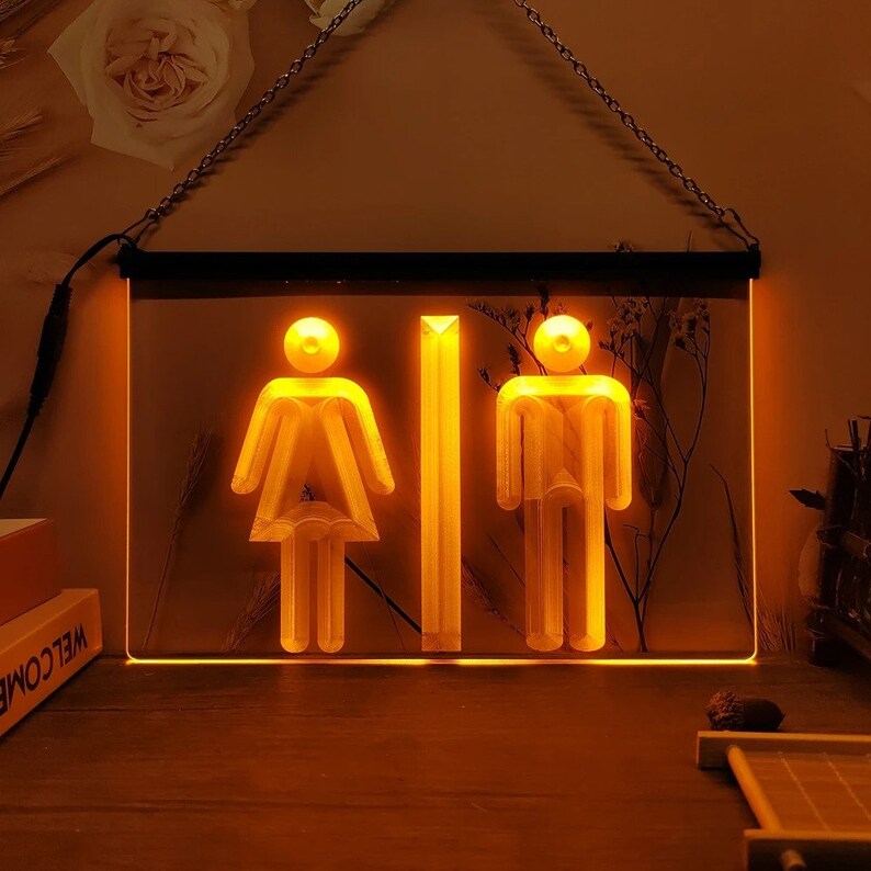 Toilet Washrooms Restrooms 3D Carving LED Neon Sign Wall Art for Home ...