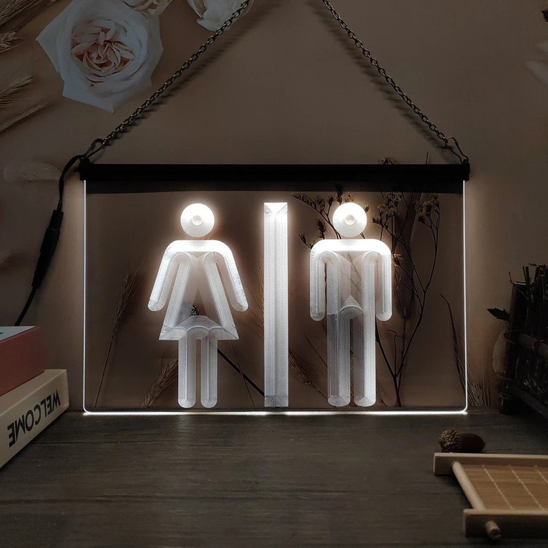 Toilet Washrooms Restrooms 3D Carving LED Neon Sign Wall Art for Home ...