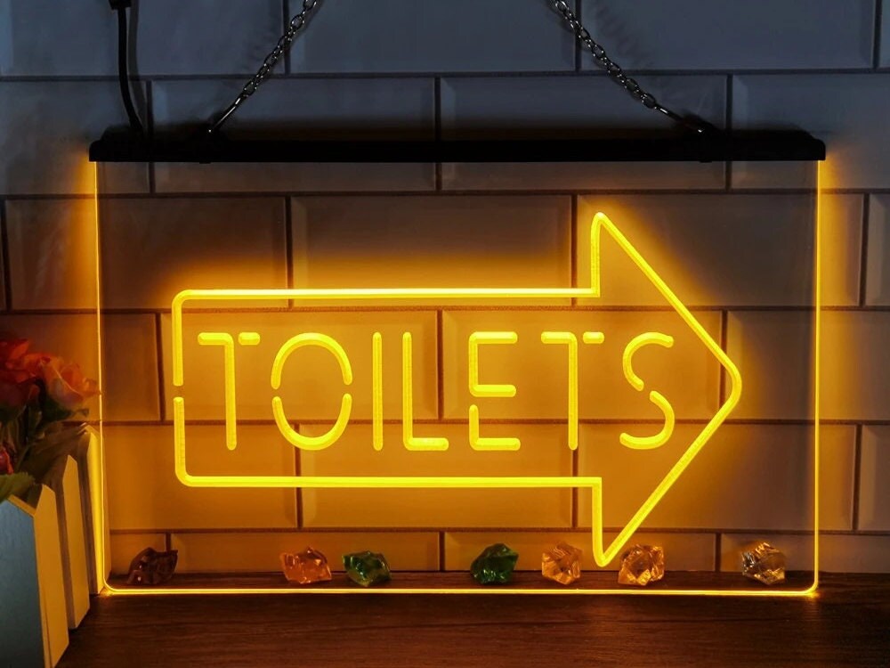 Toilets Arrow Washroom Restroom LED Neon Sign - Etsy
