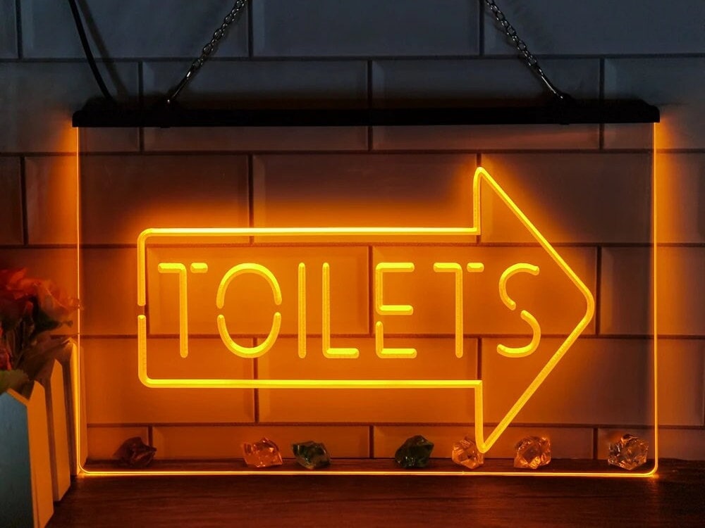 Toilets Arrow Washroom Restroom LED Neon Sign - Etsy