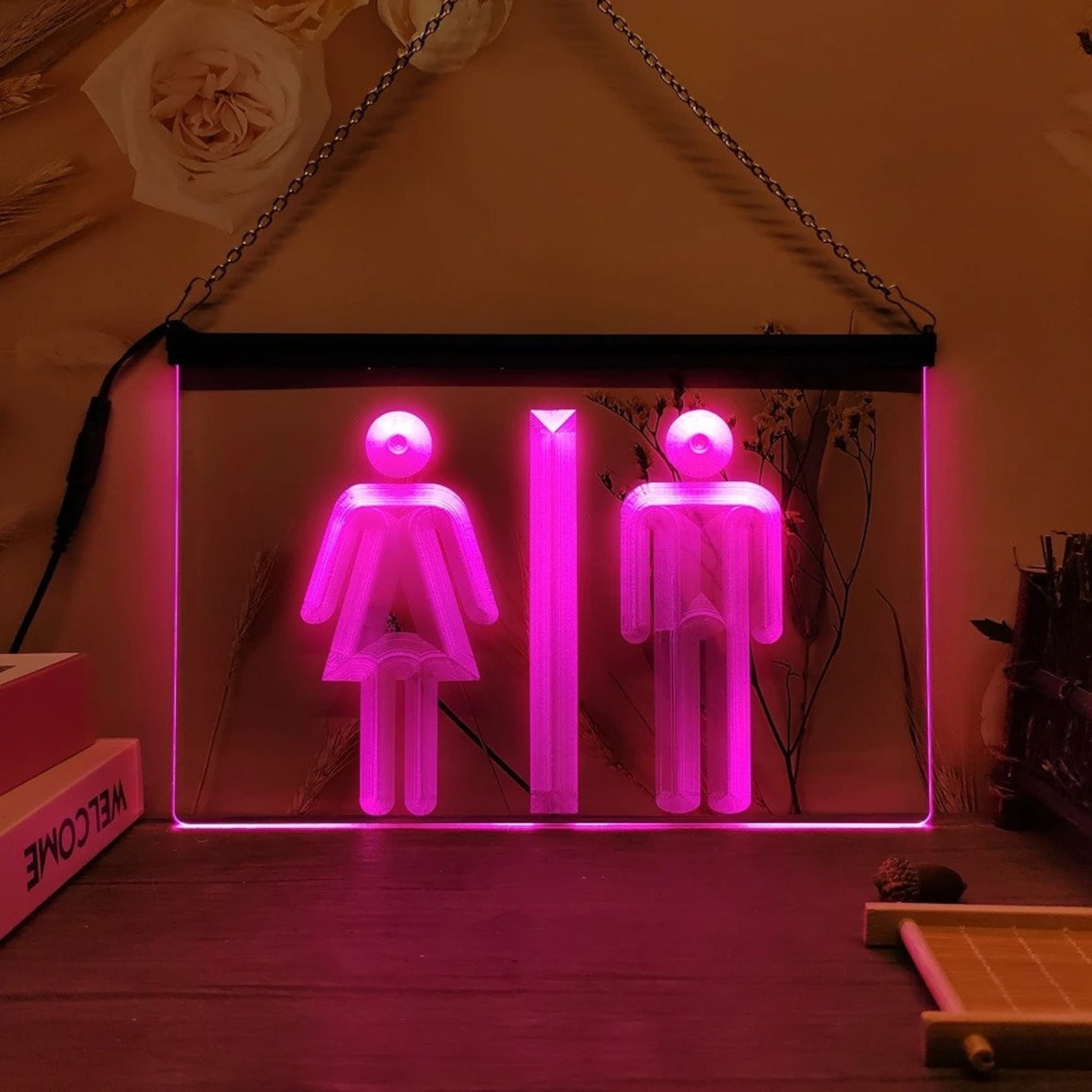 Toilet Washrooms Restrooms 3D Carving LED Neon Sign Wall Art for Home ...