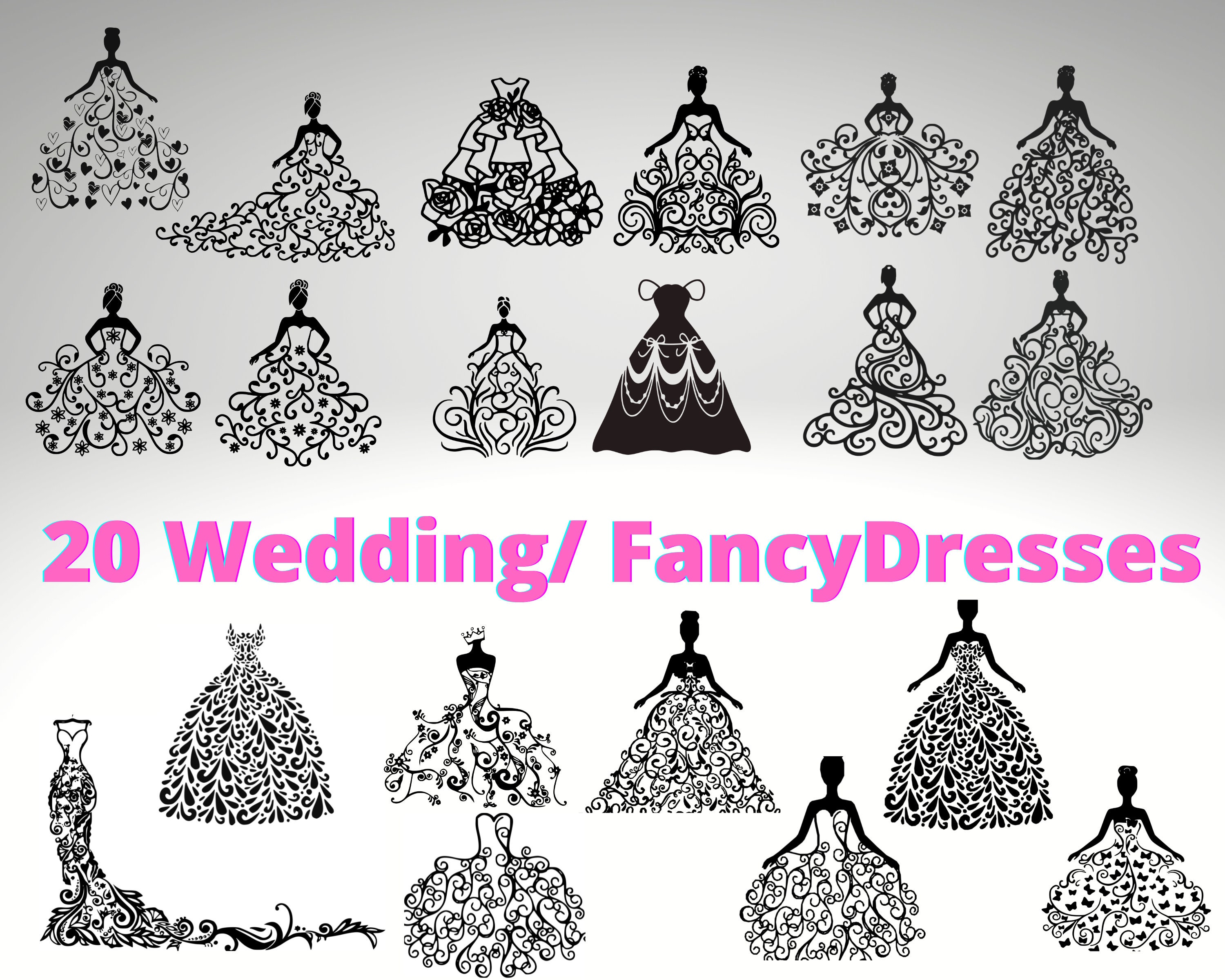 Princess Dress Svg Lacy Dress Wedding Princess Dress. - Etsy