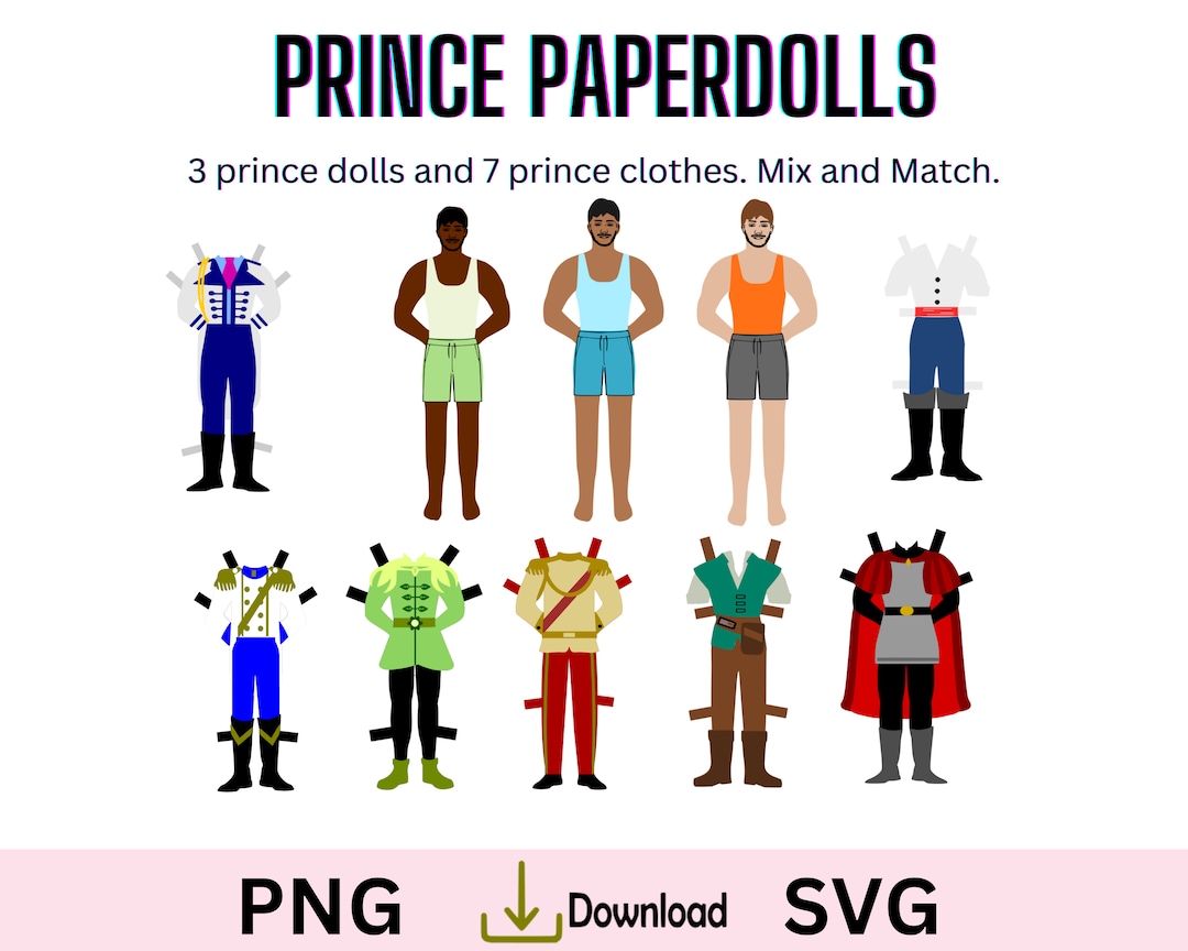 Prince Paperdolls: Mix & Match Clothes SVG PNG (digital Download) - Etsy