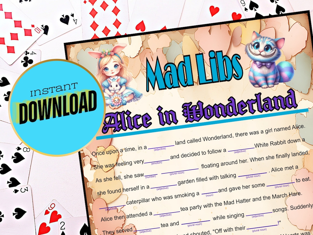 Mad Libs Printable, Alice in Wonderland Party Game Mad Libs Fun ...