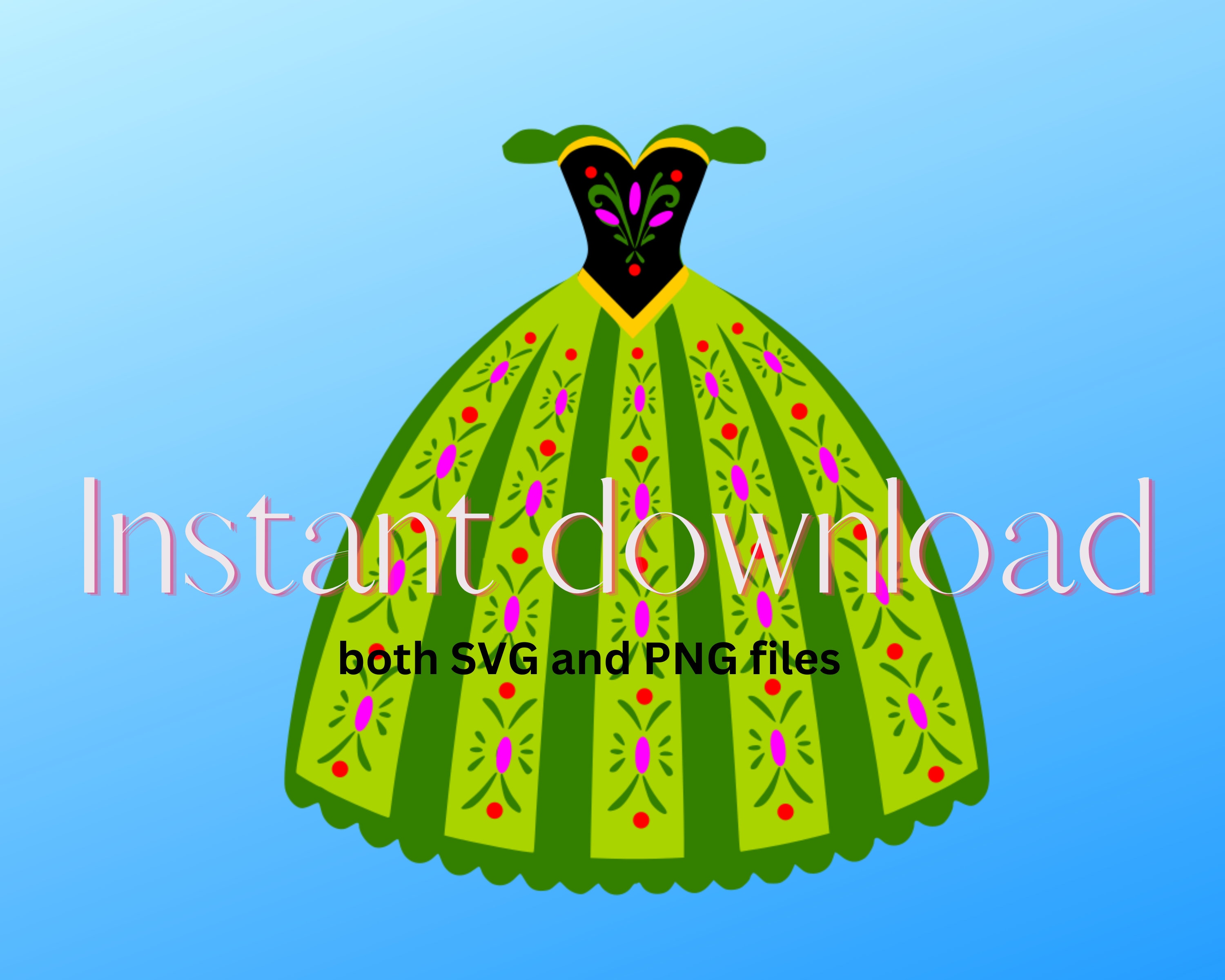 Princess Dress SVG, Princess Anna Coronation Dress, Fancy Dress ...