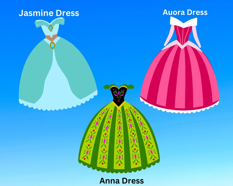 Princess Dress Bundle Princess Dress SVG Princess Cut File - Etsy