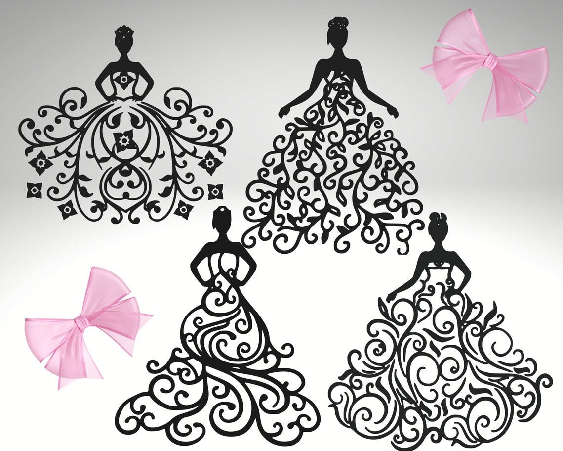 Princess Dress Svg Lacy Dress Wedding Princess Dress. - Etsy
