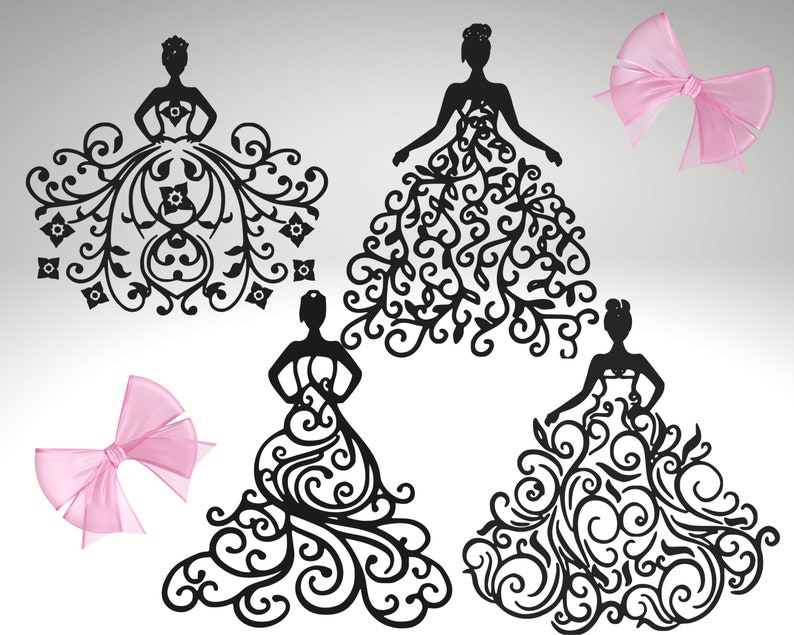 Princess Dress Svg Lacy Dress Wedding Princess Dress. - Etsy