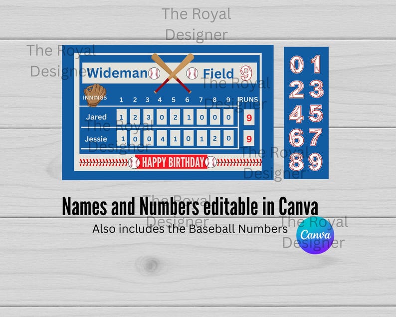 Editable Baseball Scoreboard Printable – Canva Template (instant ...