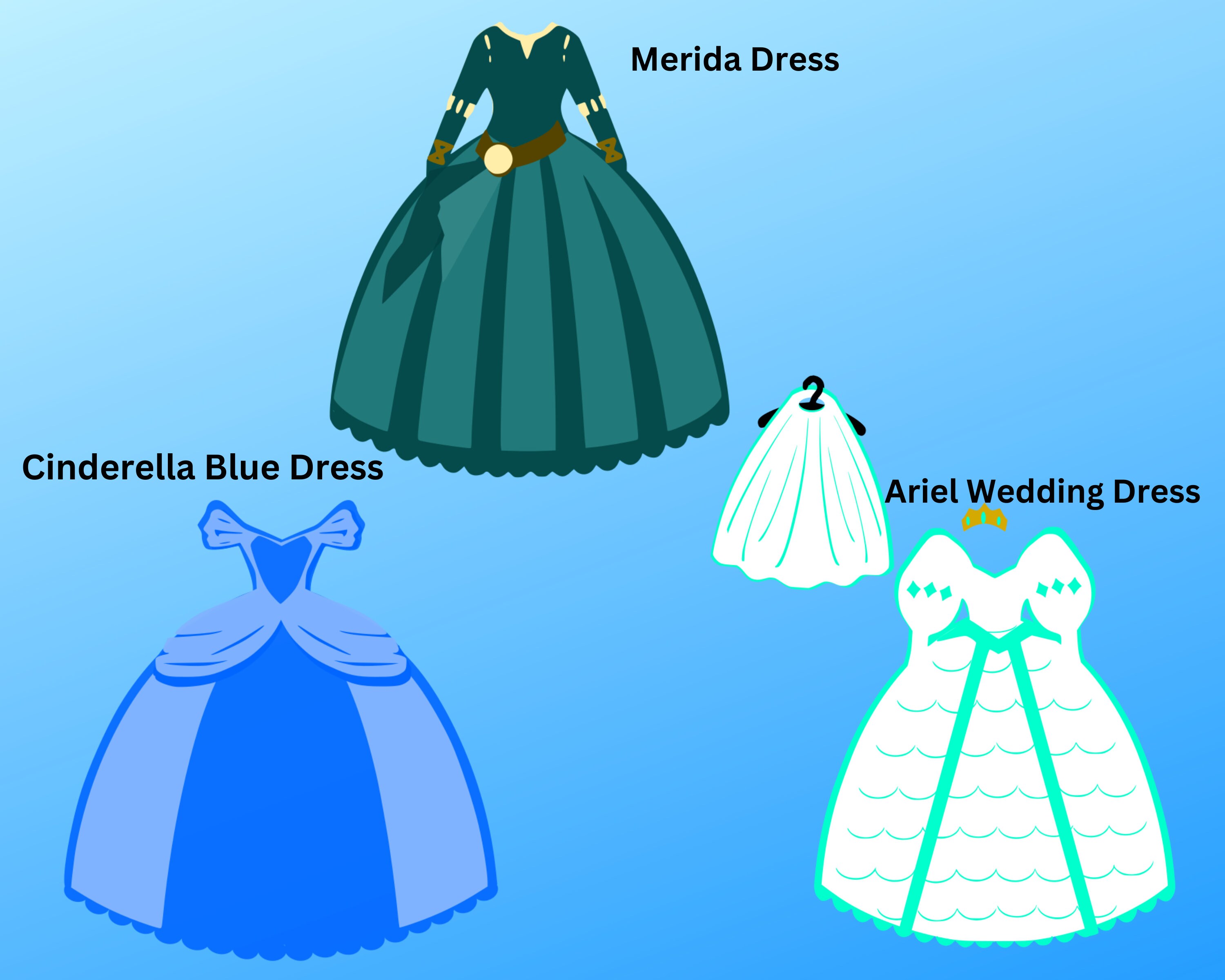 Princess Dress Bundle Princess Dress SVG Princess Cut File - Etsy