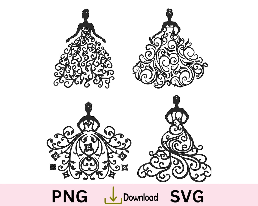 Princess Dress Svg, Lacy Dress, Wedding Princess Dress. Fancy. Princess ...