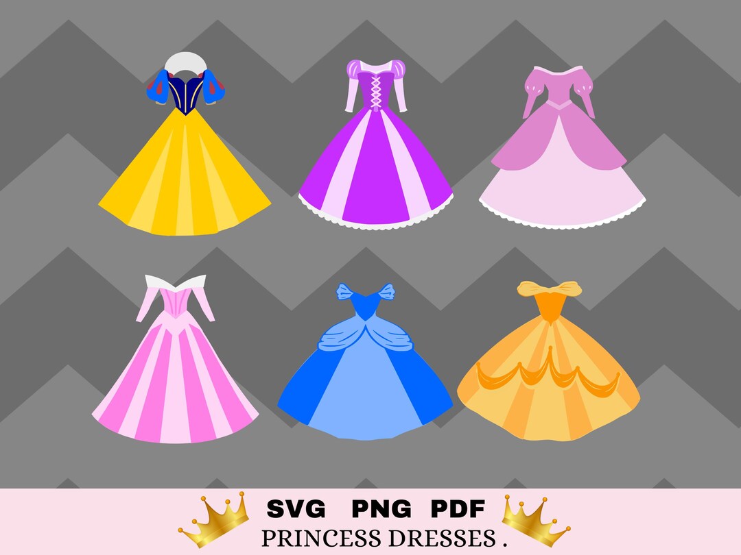 Princess Dress SVG, Fancy Party Dress, Birthday Cupcake Toppers, Little ...