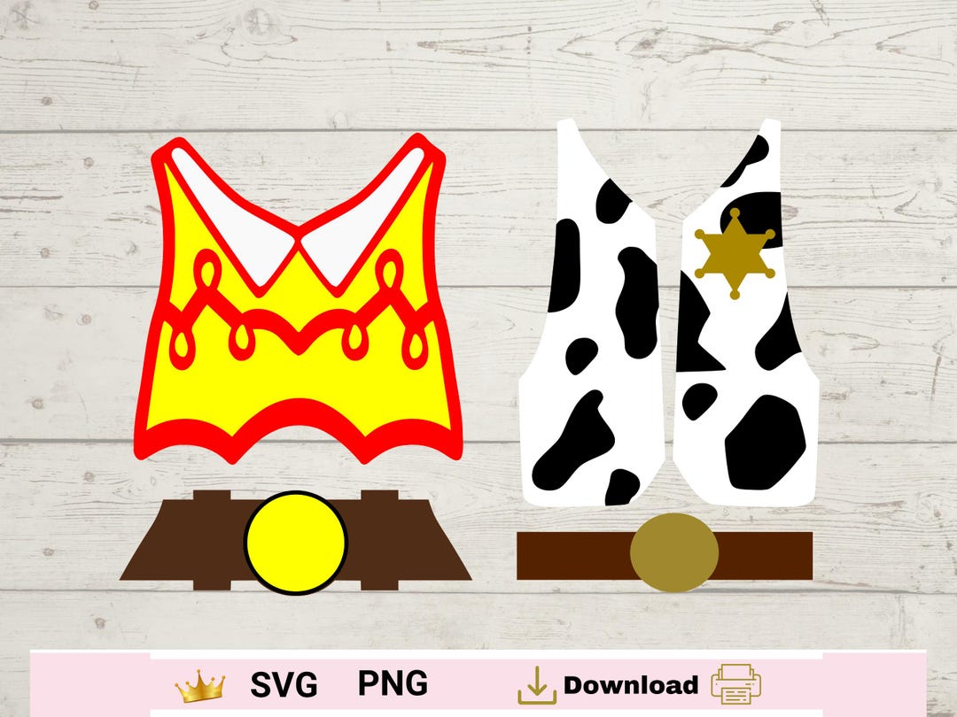 Woody and Jessie Vest Set | SVG & PNG Files for Quick and Easy DIY ...