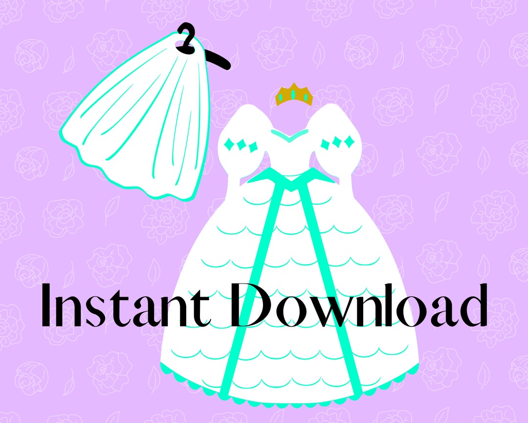 Princess Dress SVG Princess Ariel Wedding Dress With Vail. - Etsy