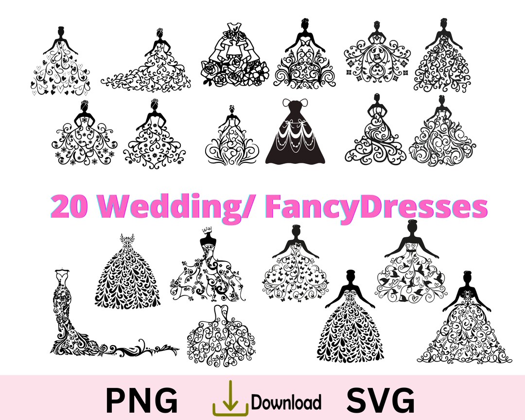 Princess Dress Svg, Lacy Dress, Wedding Princess Dress. - Etsy