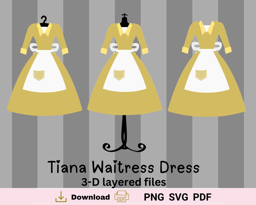 Tiana Waitress Dress, Princess Dress SVG, Tiana Papercraft Design for ...