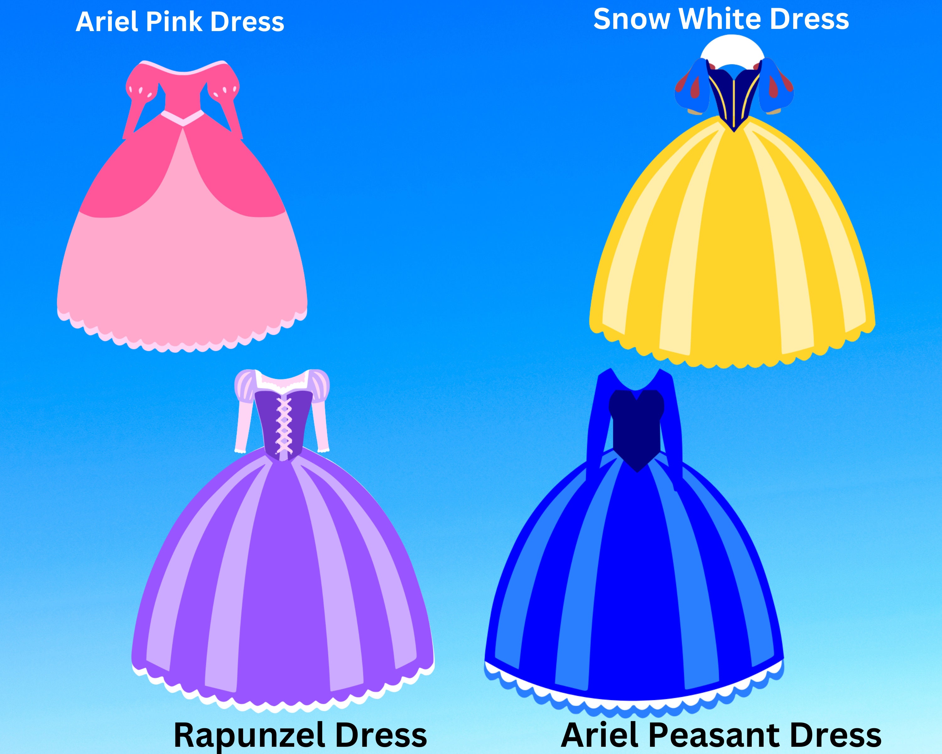 Princess Dress Bundle Princess Dress SVG Princess Cut File - Etsy