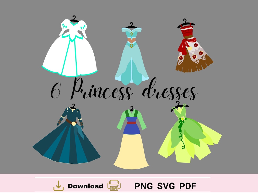 Princess Dress Layered SVG Cut Files for Party Decorations, Little Girl ...