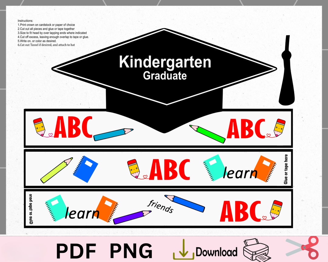 Kindergarten Graduation Crown, Printable Kindergarten Hat, Kindergarten ...
