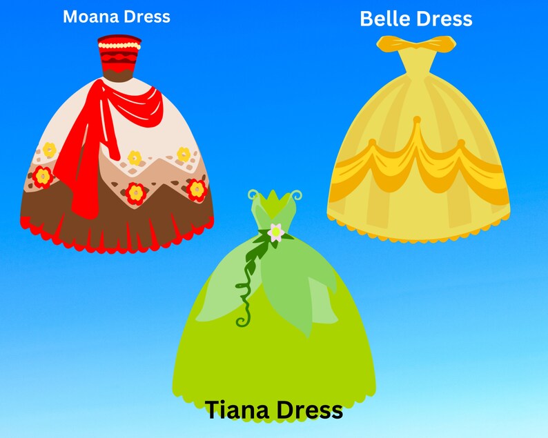 Princess Dress Bundle Princess Dress SVG Princess Cut File - Etsy