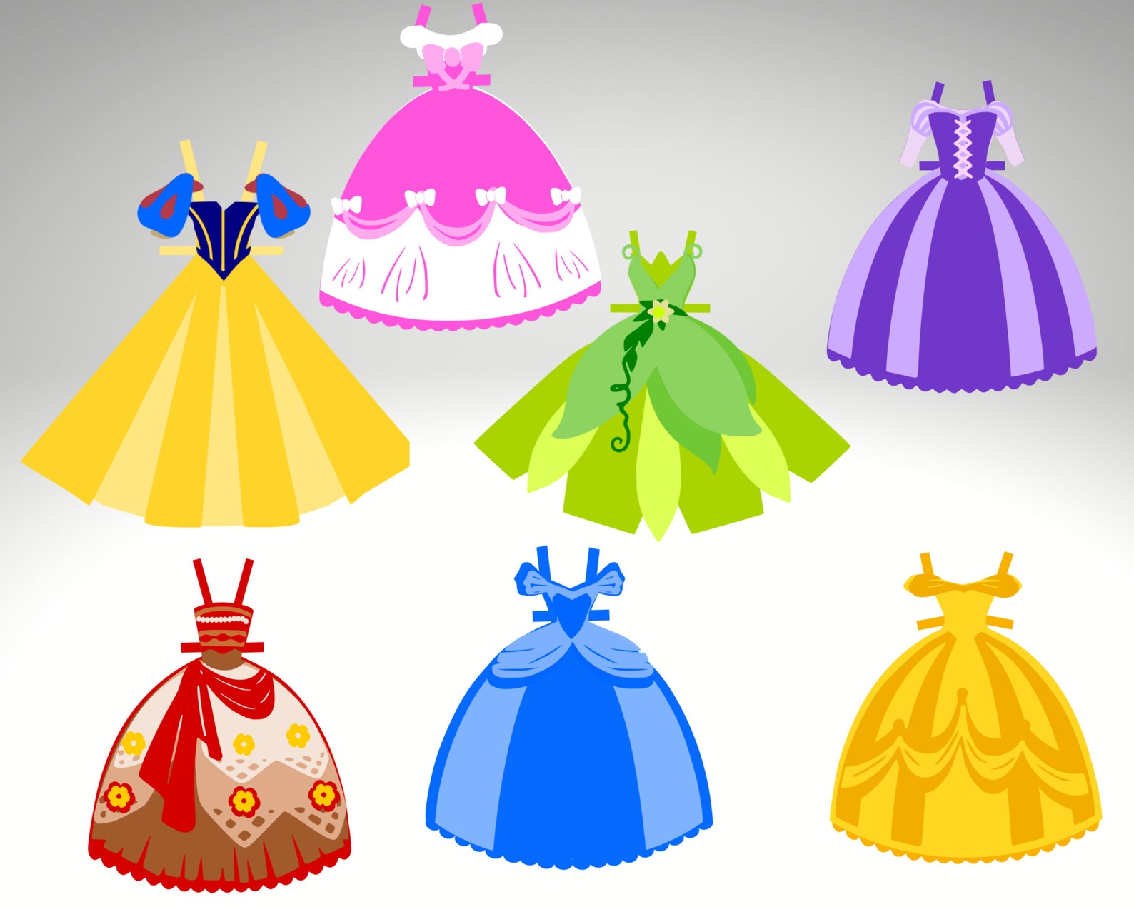 Princess Dress SVG PNG Princess Paper Doll Princess Dress - Etsy