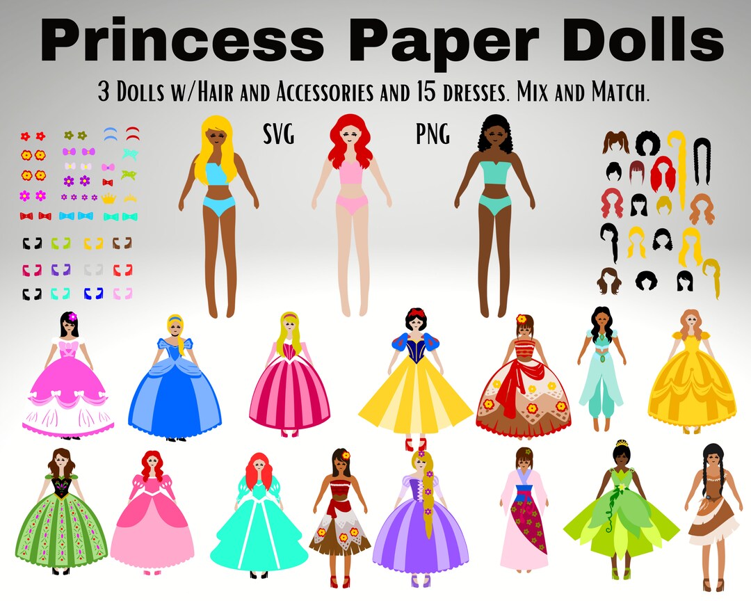 Princess Dress SVG PNG Princess Paper Doll Princess Dress - Etsy