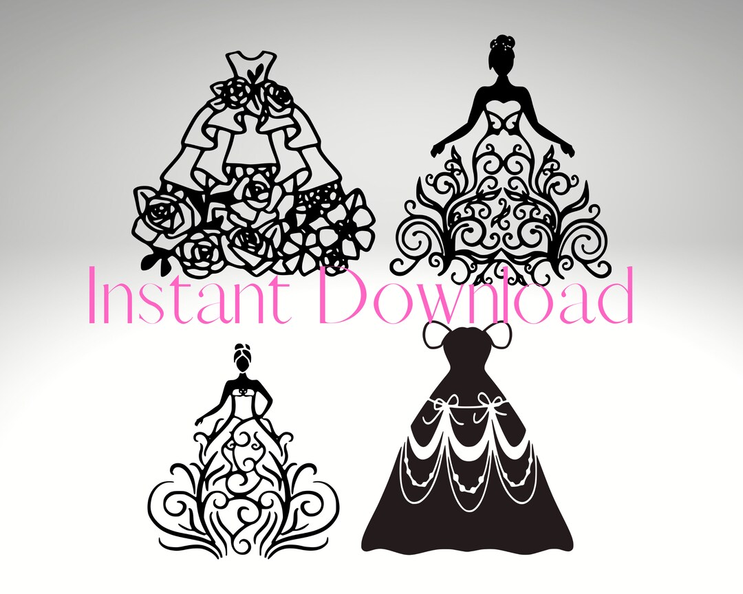 Princess Dress SVG PNG Lacy Wedding Dress SVG - Etsy