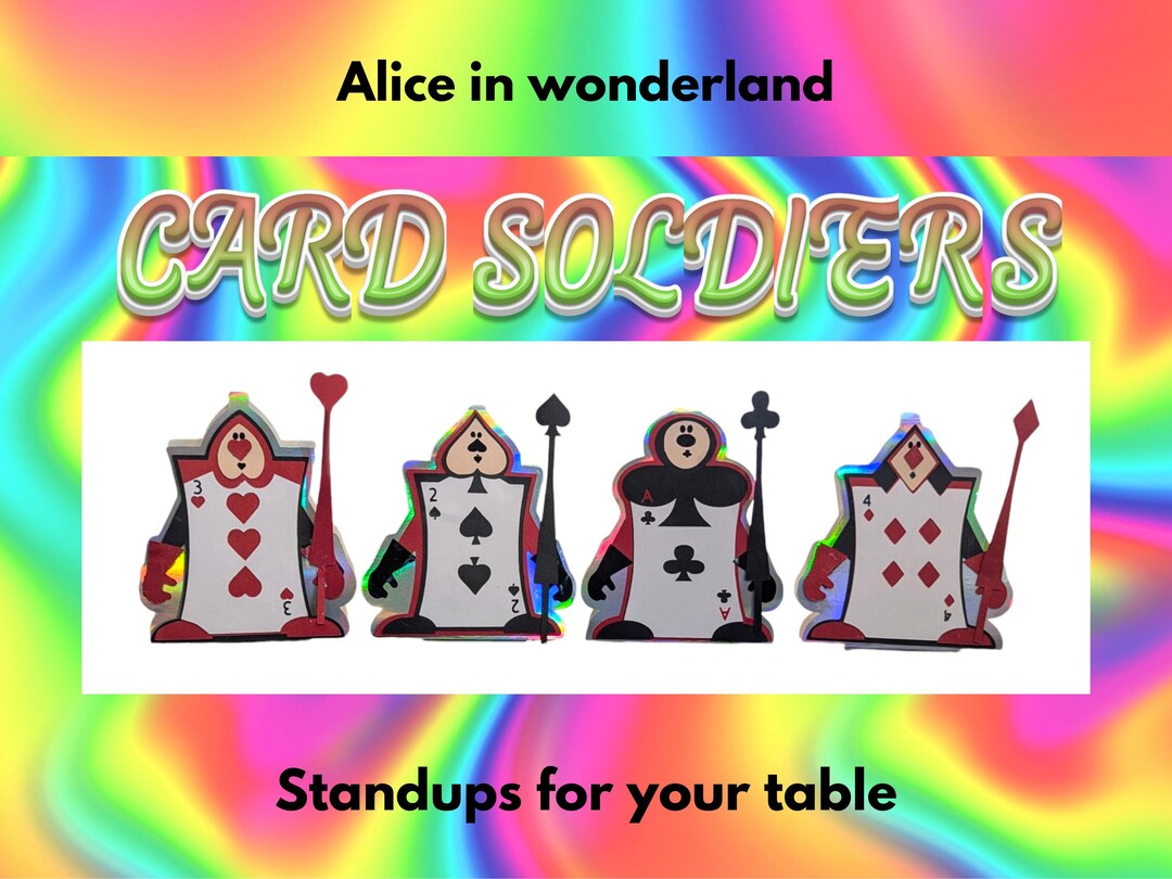 Alice in Wonderland Card Soldiers Figurines With Holographic Cardstock ...