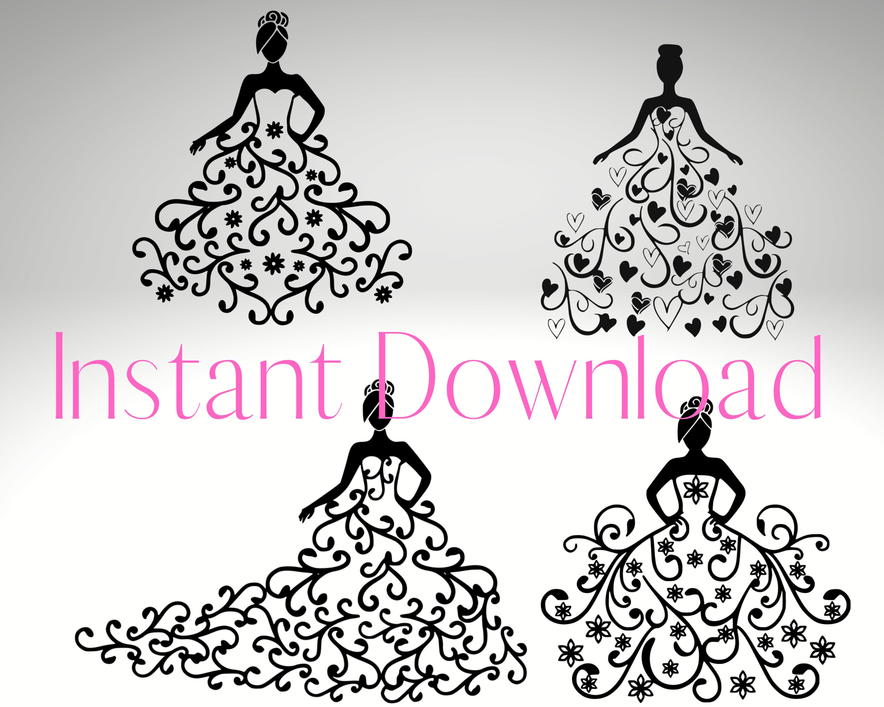 Wedding Dress SVG 4 Lacy Dresses Princess Dresses - Etsy
